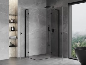 Mexen Mist-H L Duo, 2-křídlý ​​sprchový kout 115 x 120 cm, čiré sklo, černý profil, 8A5L-115L-120P-70-00