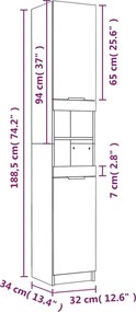vidaXL 5dílná sada koupelnových skříněk kompozitní dřevo [3115854] Barva: Betonová šedá