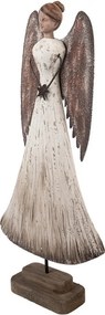 Dřevěná dekorace anděl s hvězdičkou Angel Rustic Brocante - 19*6*42 cm