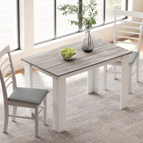 HOMCOM Jídelní stůl pro 4-6 osob, obdélníkový kuchyňský stůl moderní styl, nosnost 50 kg, 120x69x75 cm, šedý a bílý | Aosom