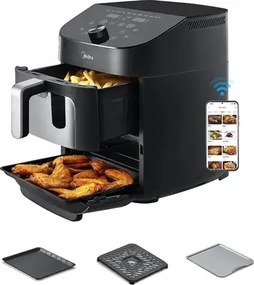 Midea MAD 1100 DADK černá / Horkovzdušná fritéza / 1000 W / objem 6 l