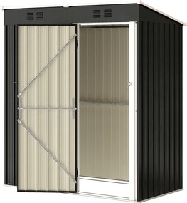 Outsunny venkovní pozinkovaný zahradní domek 1,37 m², 163 x 90 x 179 cm (šířka x hloubka x výška) – uzamykatelné dveře, větrací otvory, úložný prosto…