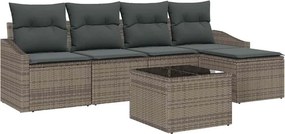 Set pohovek 6 ks Světle šedá polyratan 3355358