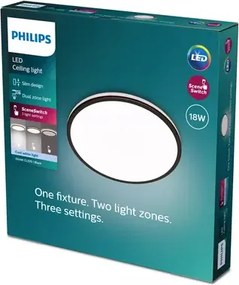Philips Ozziet 18W černá / LED stropní svítidlo / 2000lm / 4000K / IP2