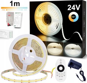 Led pásek 1 m Cob Cct 24V S Proměnlivou Barvou 2700K-6500K Ovladač Napájecí Zdroj
