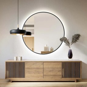 Zrcadlo Scandi Slim LED Black Rozměr: Ø 130 cm