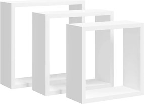 Nástěnné police kostky 3 ks bílé MDF 323949
