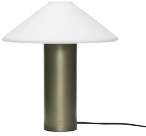 Hübsch Stmívatelná stolní LED lampa Orbit Dark green, zelená barva, sklo, kov