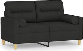 2místná pohovka s polštáři černá 120 cm textil 3200817