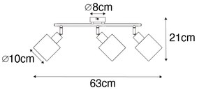 Ocelové stropní bodové světlo s bílým stínítkem 3-světlo nastavitelné - Hetta
