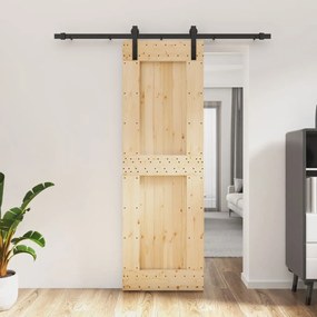 Posuvné Dveře S Kováním 70 X 210 Cm Masivní Borové Dřevo