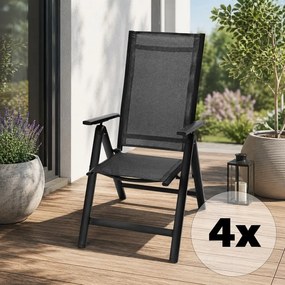 Set 4ks hliníkových polohovacích křesel Avenberg ISLA černá