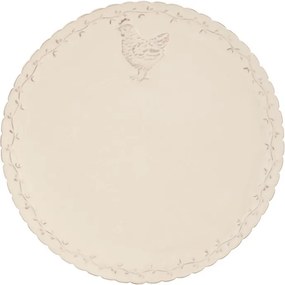 Béžový keramický jídelní talíř s dekorem slepičky Chicken Rustic - Ø 26cm