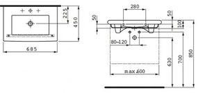 BPS-koupelny Keramické umyvadlo Leufen LIVING 68