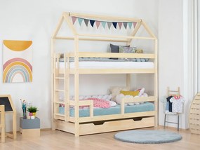 Benlemi Domečková patrová postel MONTY pro dvě děti Zvolte barvu: Bílá, Zvolte šuplík: Bez šuplíku, Zvolte výšku: 222 cm