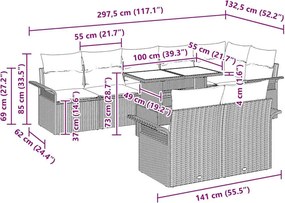 Sada zahradních pohovek 9 ks Světle šedá 3357045