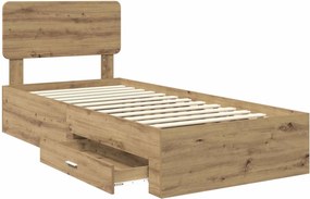 Rám postele s čelo Artisanový dub 90 x 200 cm Kompozitní dřevo 3412426