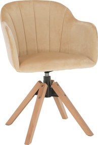 Otočné křeslo ALIGNA - látka Velvet, béžová / buk