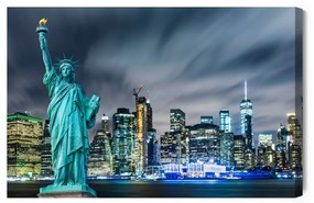 Obraz Socha Svobody Na Pozadí Newyorských Mrakodrapů Nedostatek Nedostatek Přírodní plátno 30x20