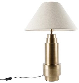 Stolní lampa bronzová s látkovým stínítkem béžové 55 cm - Bruut
