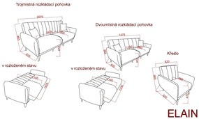 Dvoumístná rozkládací pohovka Elain - šedá