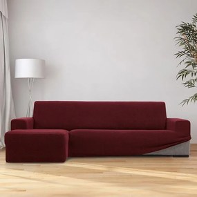 Super strečové potahy HARMONIA bordó sedačka s otomanem vlevo (š. 210 - 320 cm)