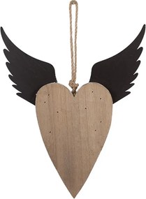 Dekorace závěsné srdce s andělskými křídly Angel Rustic L - 25*4*30 cm