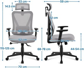 Kancelářská židle Yaheetech – světle šedá (256249274278)