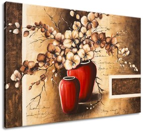 Gario Ručně malovaný obraz Orchideje v červené váze Rozměry: 100 x 70 cm