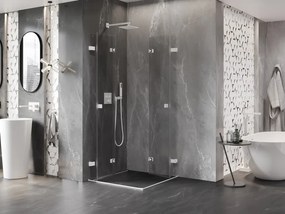 Mexen Lunar-F Duo, skládací sprchový kout 85 x 85 cm, 8mm čiré sklo, bílý profil, 836-085L-085P-20-00