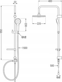 Mexen sprchový set X05 s horní hlavicí 22,5cm, chrom, 798050591-00