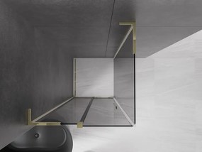 Mexen Velar L, sprchový kout s posuvnými dveřmi 90 x 90 cm, 8mm šedé sklo, zlatá lesklá, 871-090-090-43-50