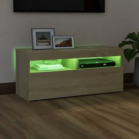 TV skříňka s LED osvětlením dub sonoma 90 x 35 x 40 cm