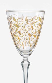Crystalex - Bohemia Crystal Sklenice na bílé i červené víno Elisabeth Leaves Gold 350 ml, 6 ks