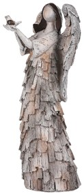 Anděl s ptáčkem, polyresinová dekorace - KEM3308