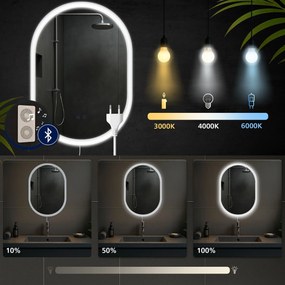 Koupelnové zrcadlo Karishma 70x50 s Bluetooth – čiré sklo