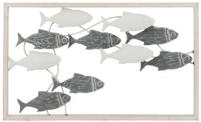 Nástěnná kovová dekorace hejno ryb - 50*30*3 cm