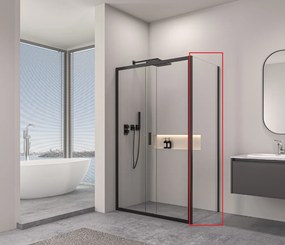 Erga Alpine, pevná stěna pro sprchový kout 100x195 cm, 6mm čiré sklo, černý profil, ERG-V02-ALPINE-G100-BK