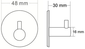 Sapho, Věšáček samolepící, kulatý, černý matný, 32204