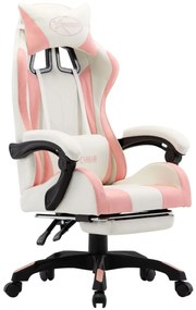 Herní židle s podnožkou růžová a černá umělá kůže,  287994