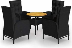 5dílný zahradní bistro set polyratan černý 3058553