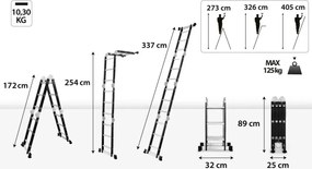 Multifunkční žebřík 4x3 příčky DRABEST DU4x3 STEEL 125 kg
