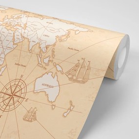 Samolepící tapeta zajímavá béžová mapa světa