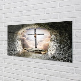 akrylový obraz Cave lehký cross Jesus 140x70 cm