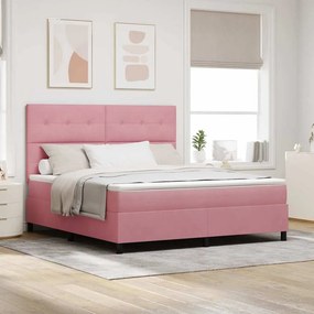 Postel s boxspringem s čelo Růžová 180 x 200 cm samet 3339853
