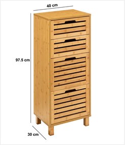 Vysoká stojací koueplnová police SIECELA, se 4 zásuvkami,  40 x 30 x 97,5 cm
