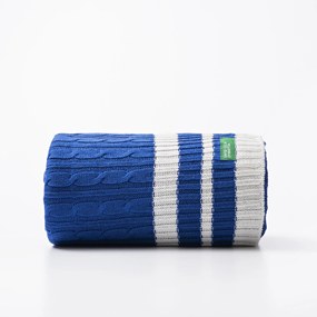 Pletená modrá deka United Colors of Benetton 100% bavlna / 140 x 190 cm