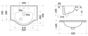 Kerasan Retro Keramické umyvadlo zápustné 62x45,5 cm, bílá 103001