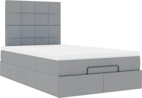 Osmanský rám postele s matrací světle šedá 120x190 cm textil 3313989