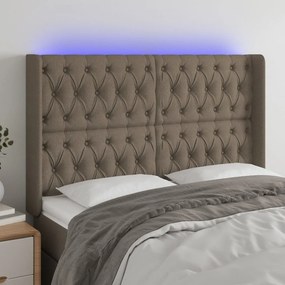 Čelo postele s LED taupe 147 x 16 x 118/128 cm textil 3124386